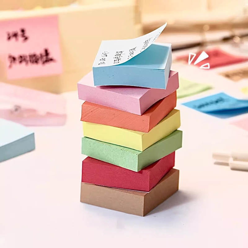 100pcs/set Mini Colorful Sticky Notes Self Adhesive Cube Memo Pads ...