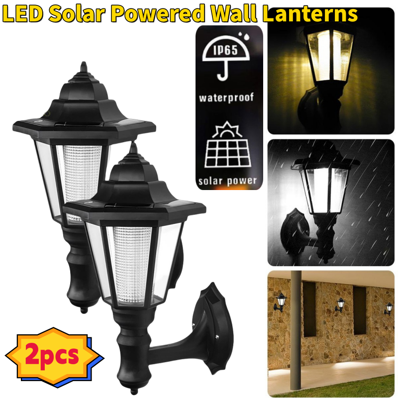 (Local Seller) 2pcs Outdoor LED Solar Wall Light Hexagonal Solar Wall ...