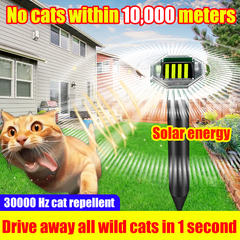 No cat within10000 meters Solar Energy ultrasonic cat repellent outdoor ...