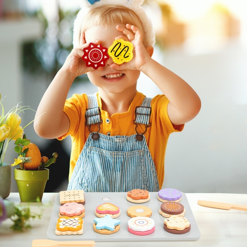 Kids Pretend Play Educational Toys Wooden Simulation Biscuit Toys ...