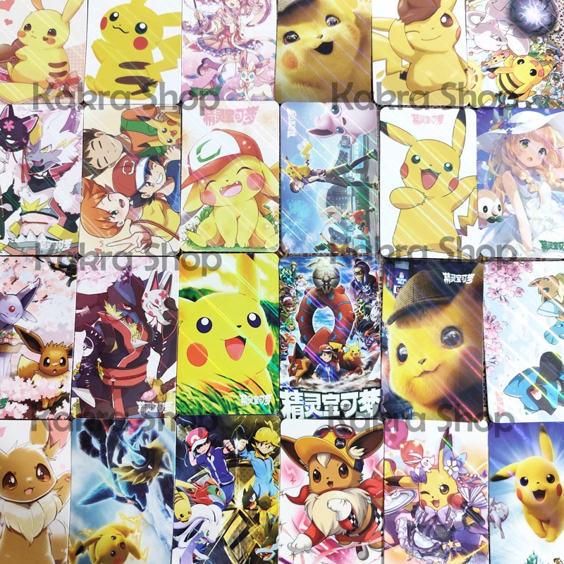 10pcs Anime Laser Card Sticker Pokemon One Piece Demon Slayer Shiny ...