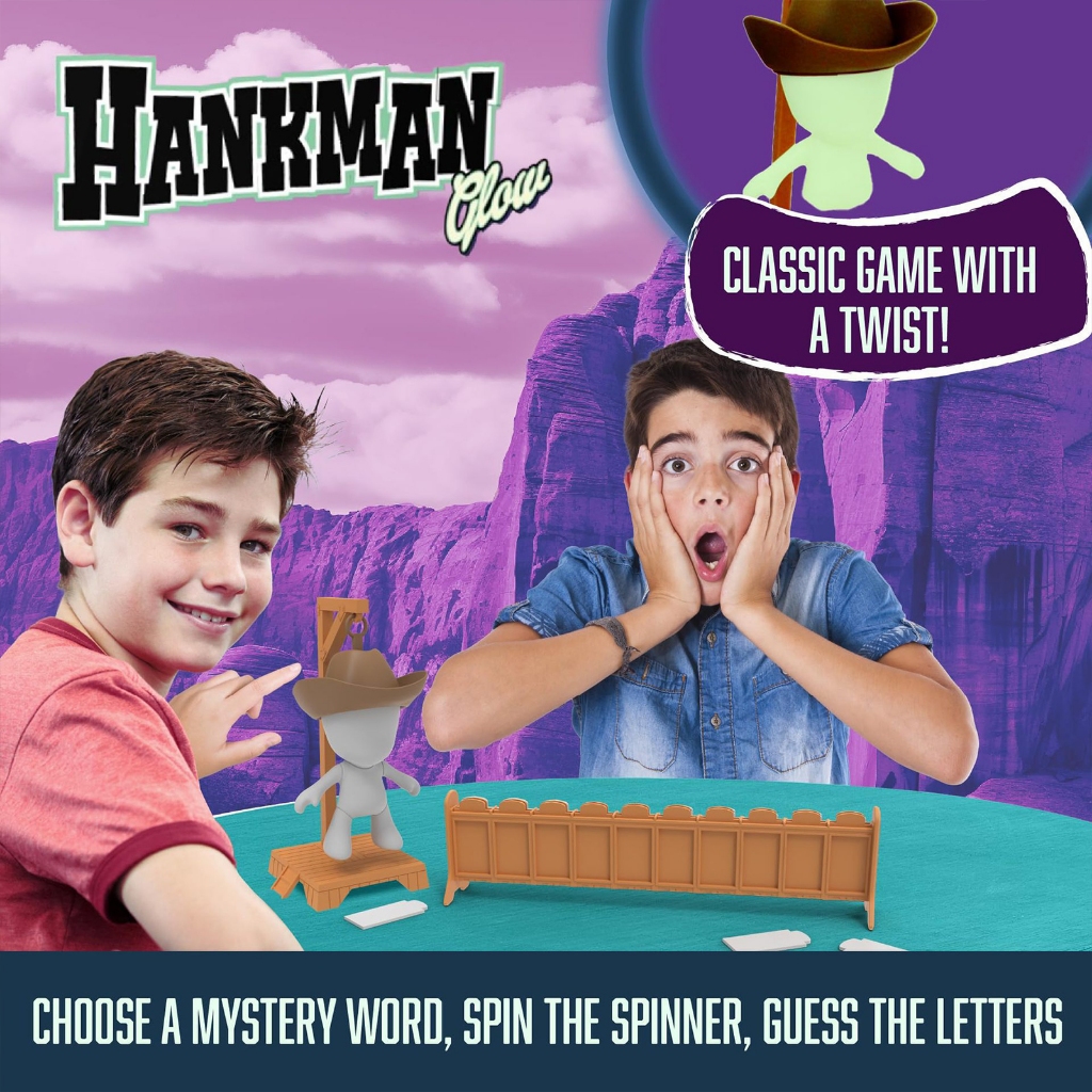 Hangman Mystery Word Guessing Game, for Kids and Families, Glow-in-the ...