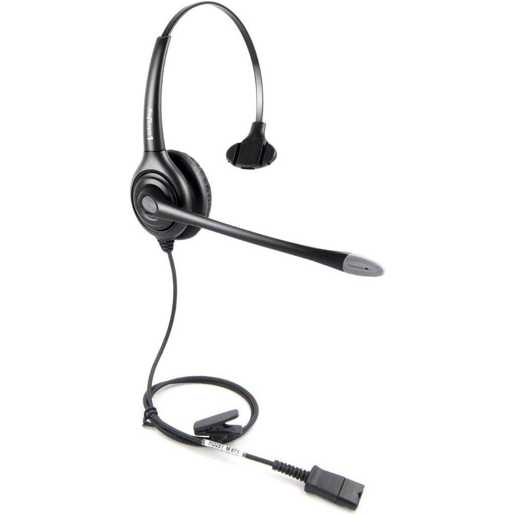 VoiceJoy Monaural Headset with Noise Cancelling Microphone with QD ...