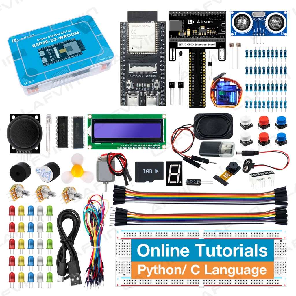 LAFVIN Basic/Ultimate Starter Kit for ESP32-S3-WROOM, Compatible with Arduino IDE, Onboard ...