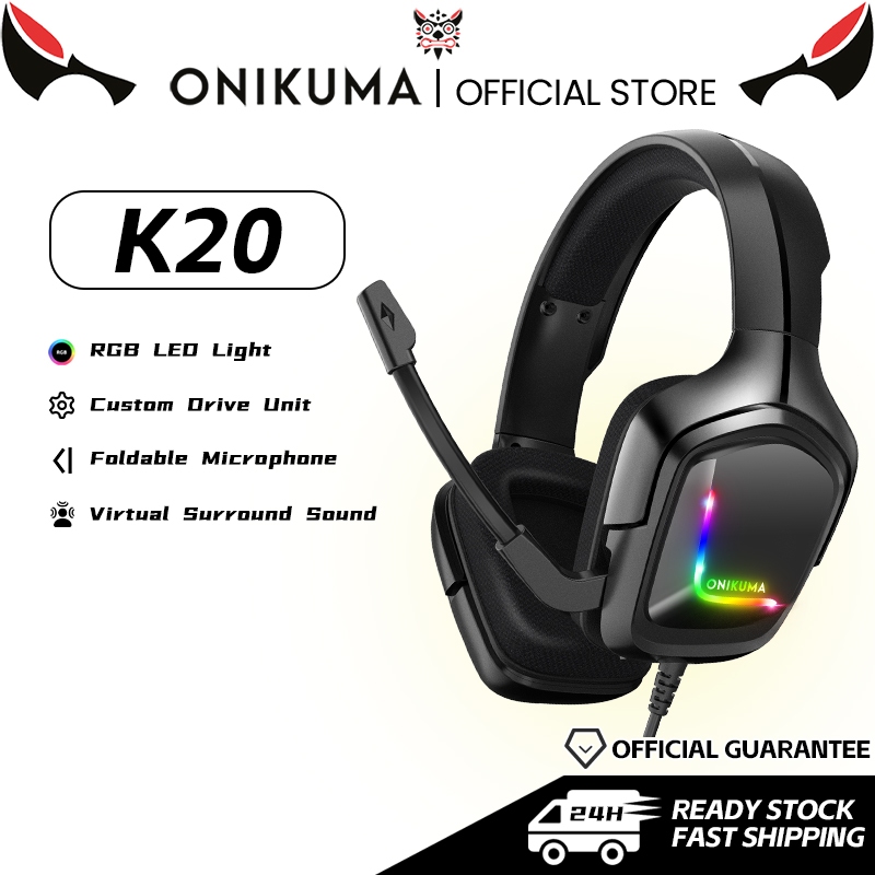 ONIKUMA K20 Wired Gaming Headset Folding Mic RGB Lights Virtual ...