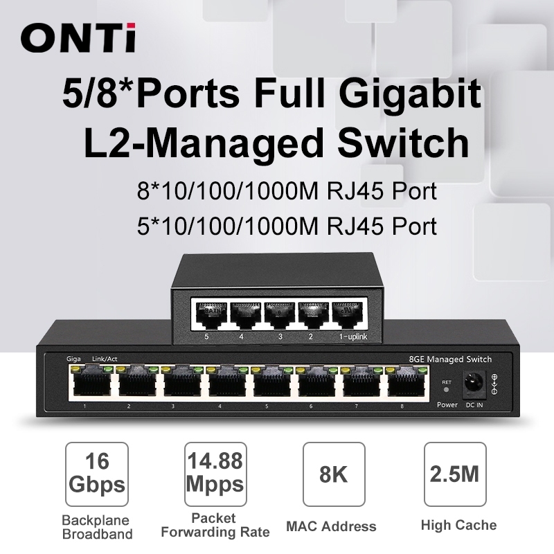 ONTi 5-Port / 8Port Gigabit Easy Smart Switch 10/100/1000mbps RJ45 ...