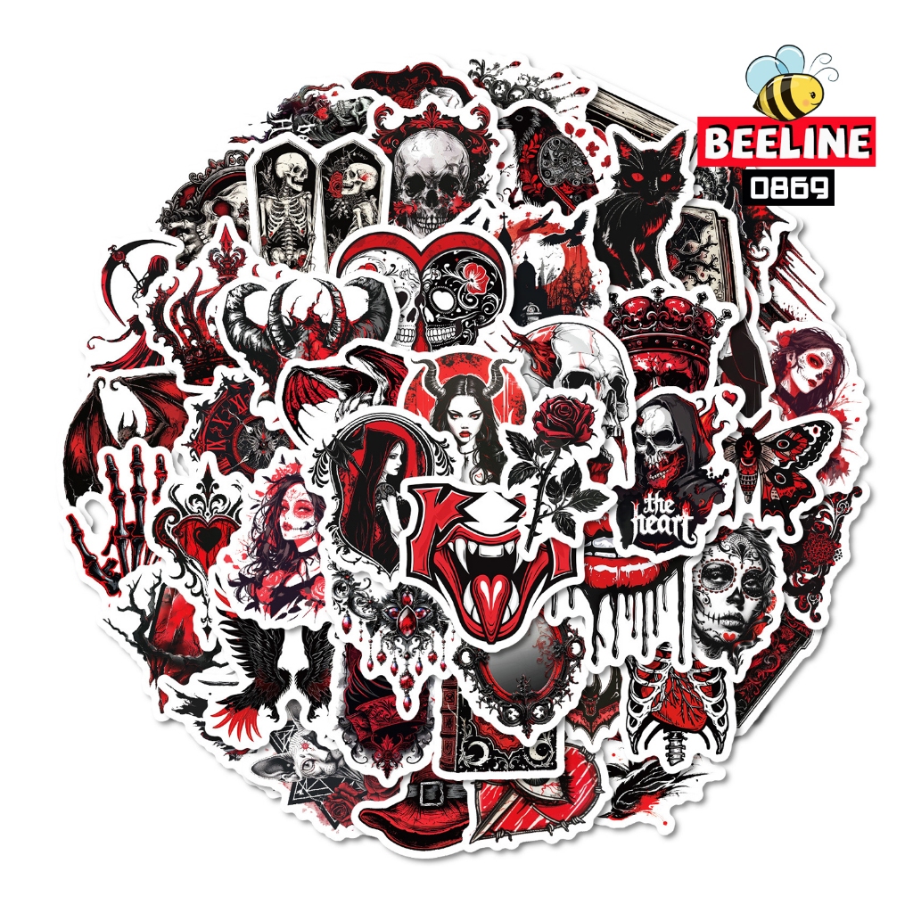 Beeline 50 Pcs Halloween Sticker Bloody Skull Diy Decor Waterproof ...