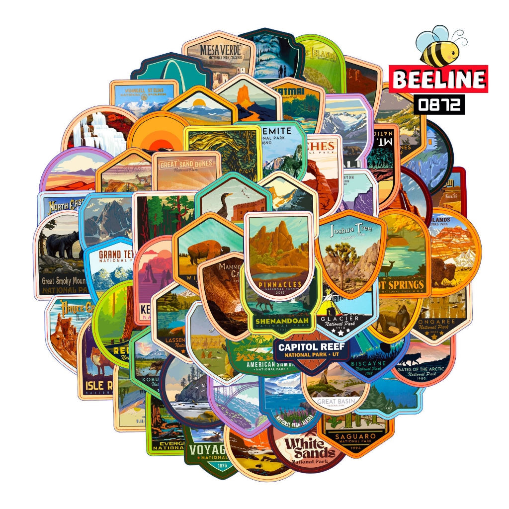 Beeline Travel Badge Sticker 50Pcs Scenery Diy Decor Waterproof ...