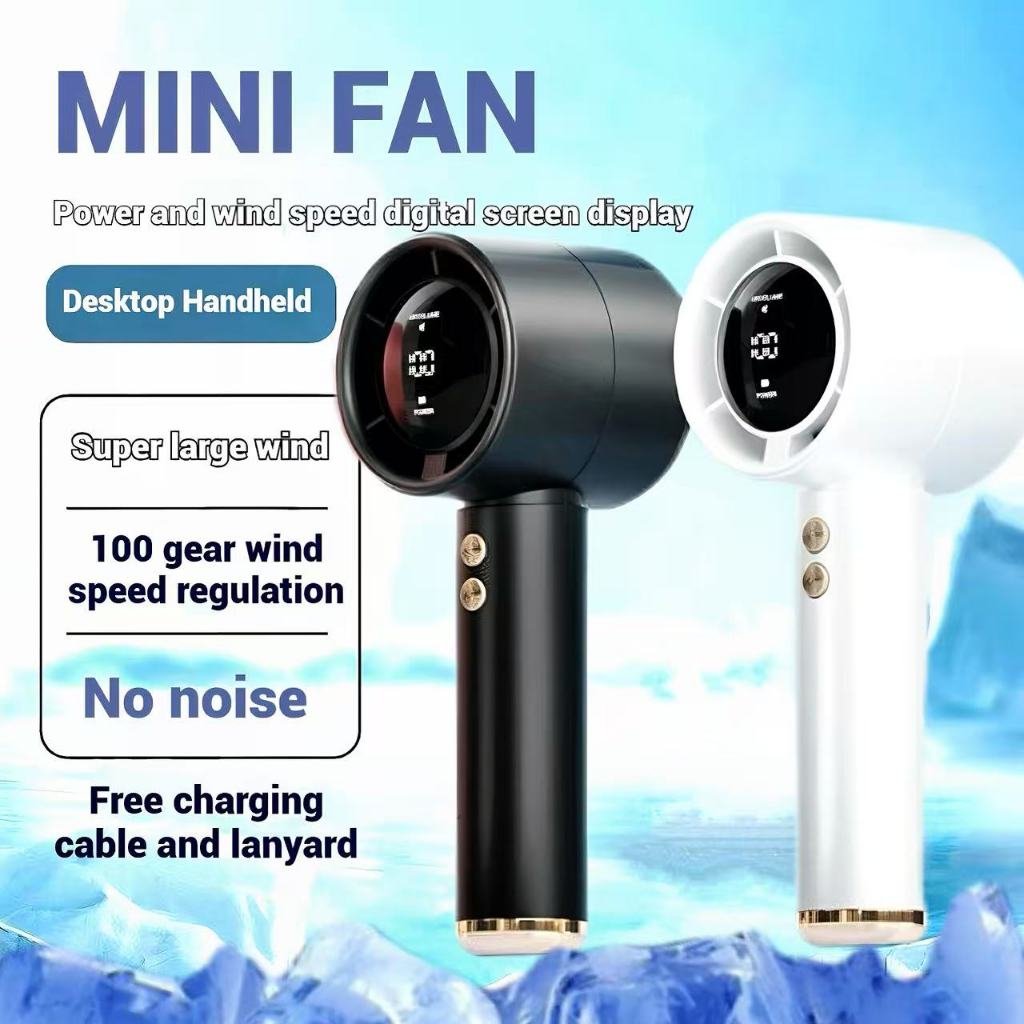 New Mini Kipas mini Fan USB Rechargeable Handheld fan 0-100 Level Speed ...