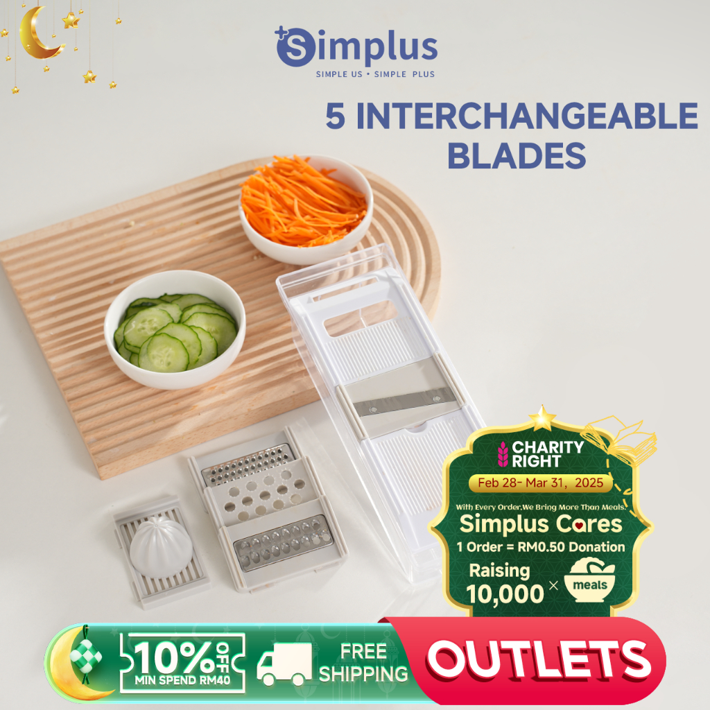 Simplus INSSA Food Chopper Multi-Functional Vegetable Slicer 5 Blades ...