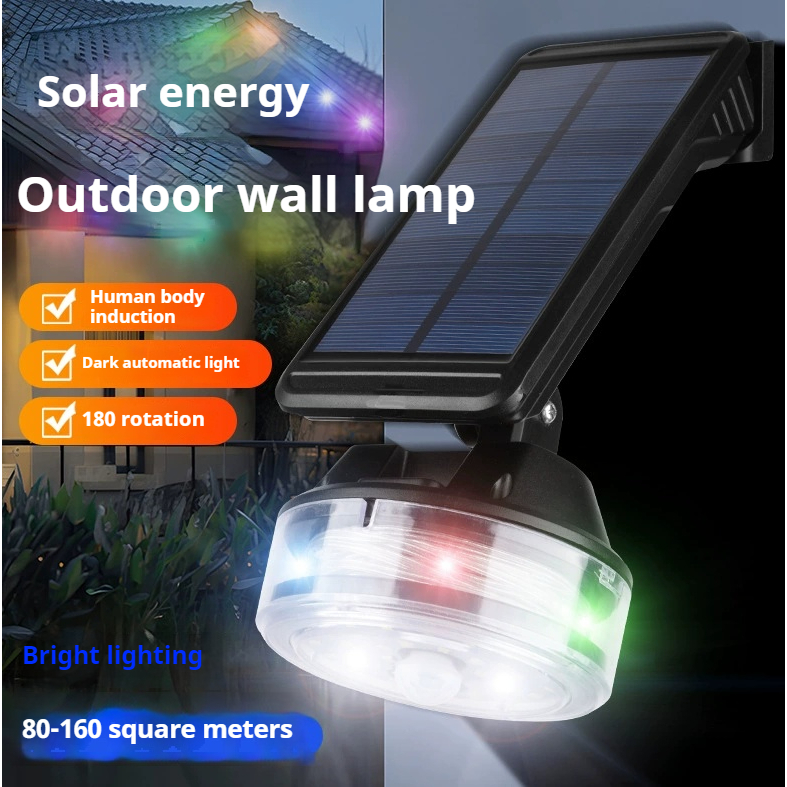 Outdoor upgraded solar powered human body sensing wall lamp, waterproof ...