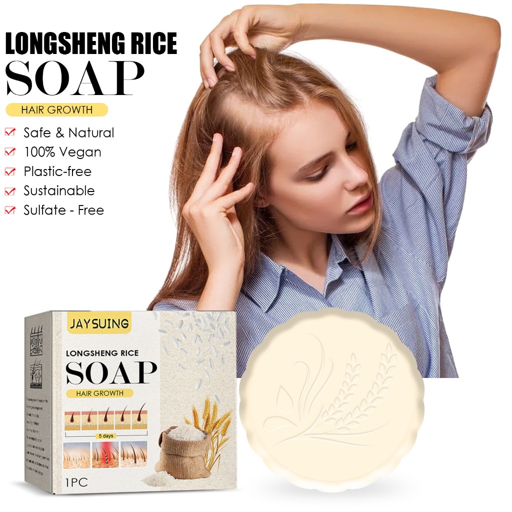 Hair Growth Rice Shampoo Soap Bar Anti-Hair Loss for All Types of Hair ...