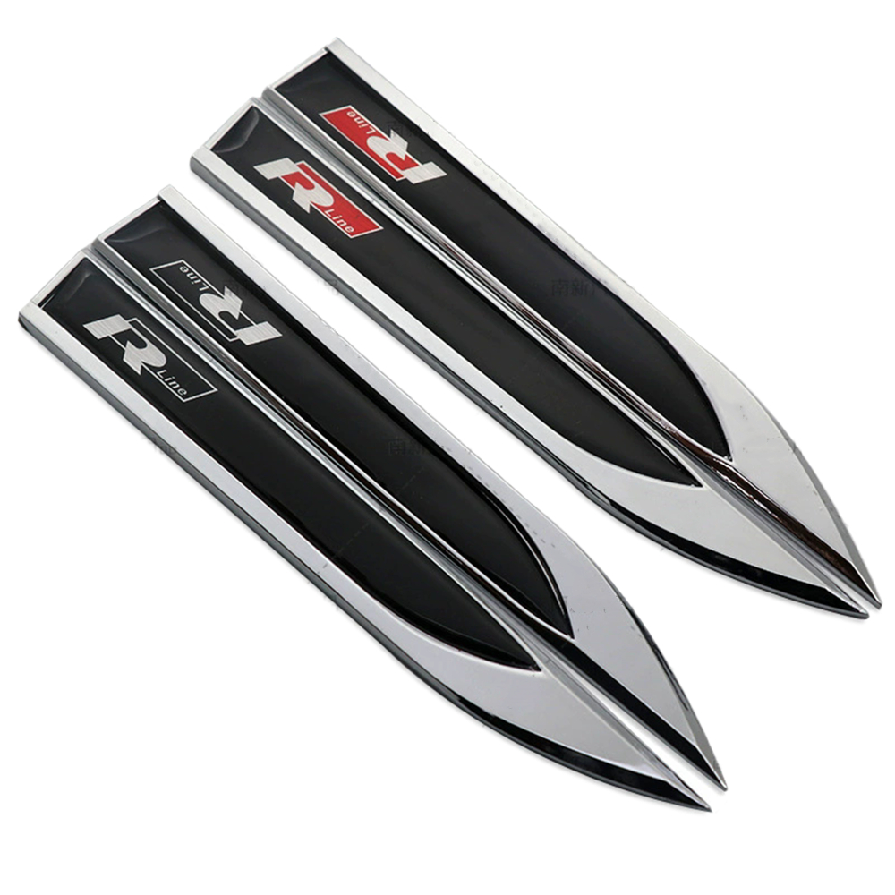 2pcs/1pair R Line Emblems Badge 3D Car Sticker Side Metal Knife Fender ...