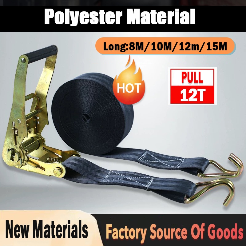 Heavy Duty Polyester Buckle Ratchet Tie Down Strap Cargo Belt Pickup ...