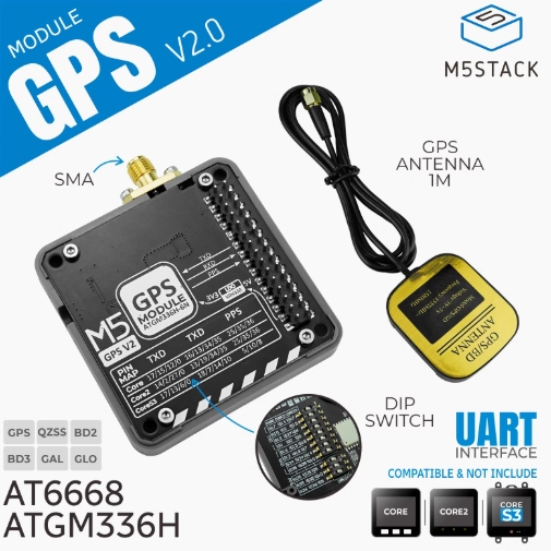 M5Stack Official GPS Module v2.0 with External Antenna (AT6668) High ...
