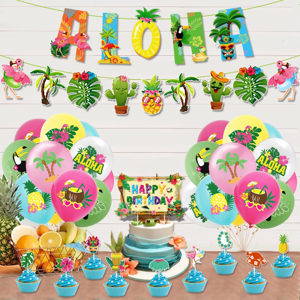 Hawaii birthday party decorations aloha beach party pull up flags ...