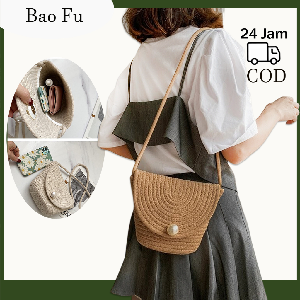 Beg Bucket Retro Retro Gaya Baru Pantai Pantai Tenun Beg Crossbody ...