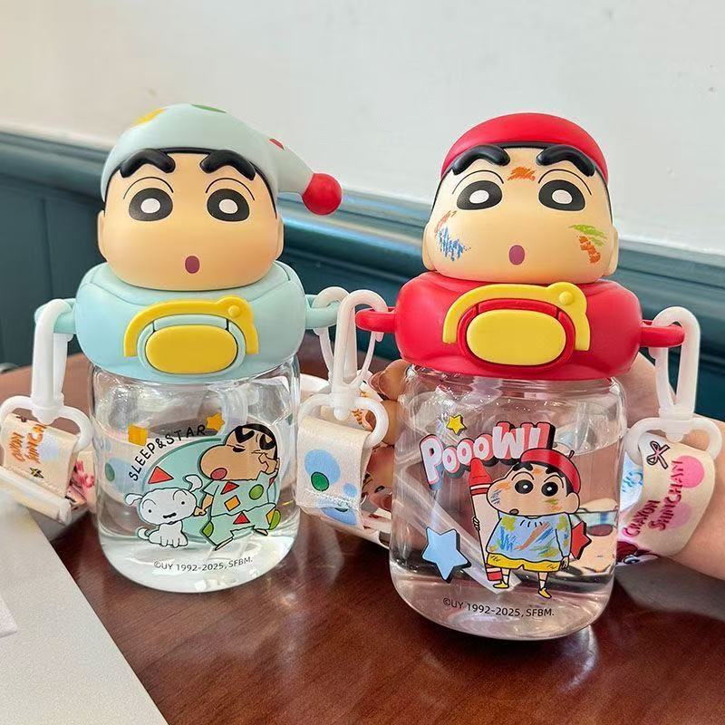 Crayon Shin Chan Water Cup Summer Glass Cup Cute Water Bottle with ...