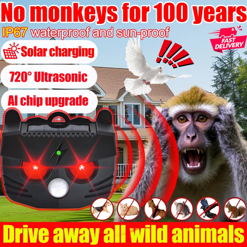 【Malaysia Spot】No monkeys for 100 years Solar Monkey Repellent ...