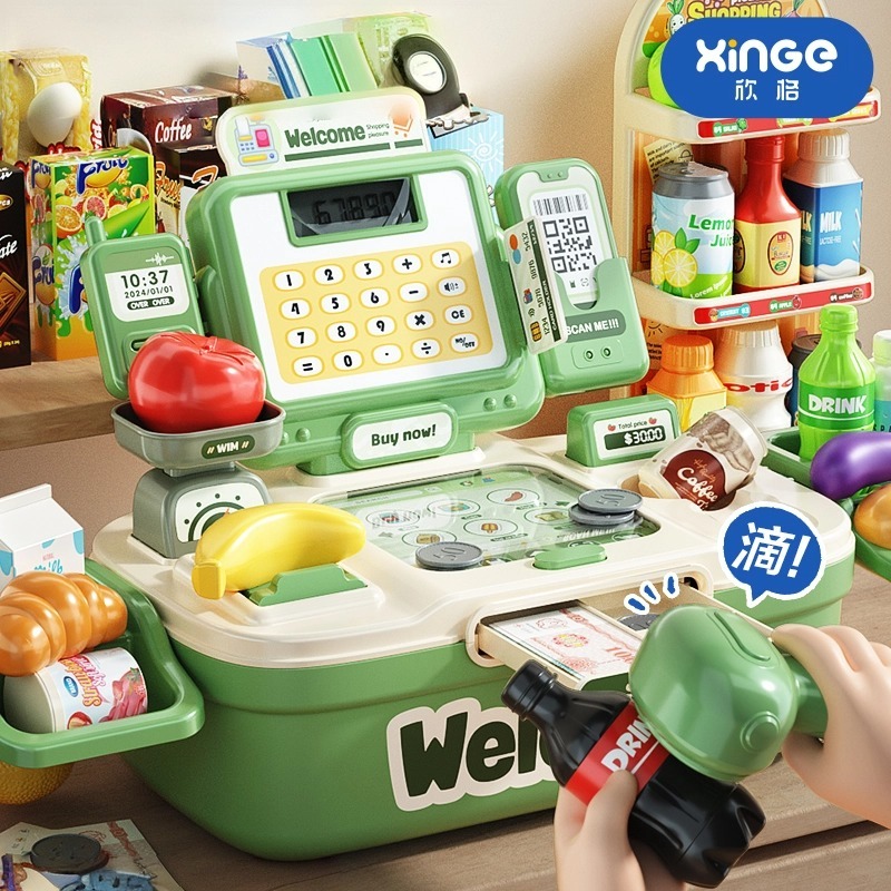 Ready Stock Cashier Machine Toys Pretend Play Set Supermarket Cash ...