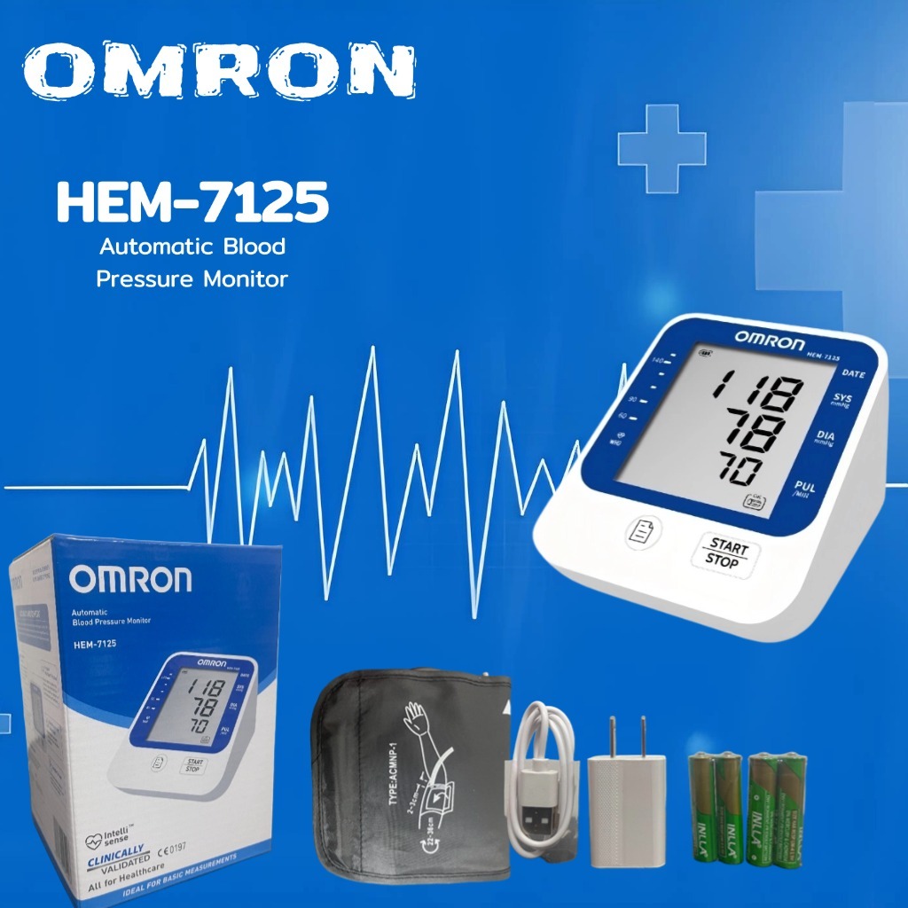 Omron Digital Blood Pressure And Heart Beat Monitor Arm Cuff Lcd ...