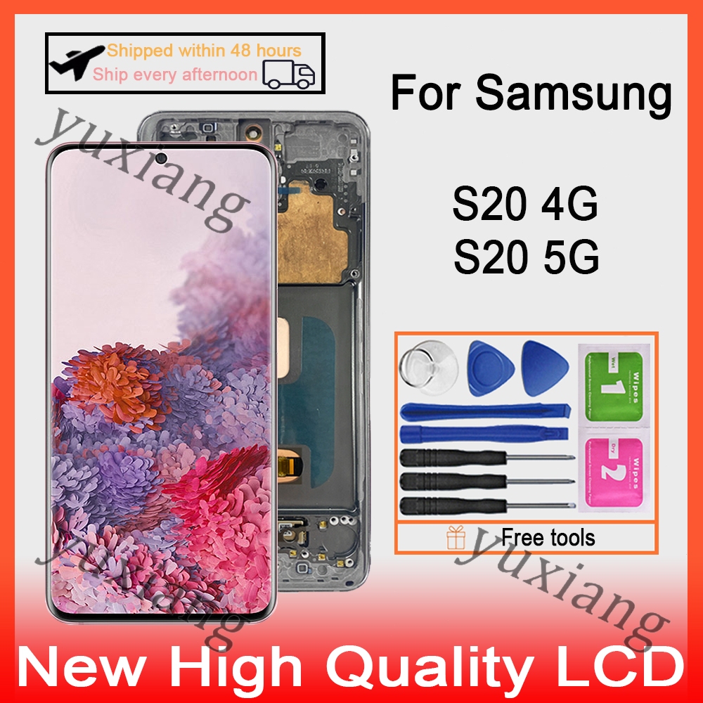 Original AMOLED OLED TFT Samsung Galaxy S20 4G 5G LCD Display Touch Screen With Frame ...