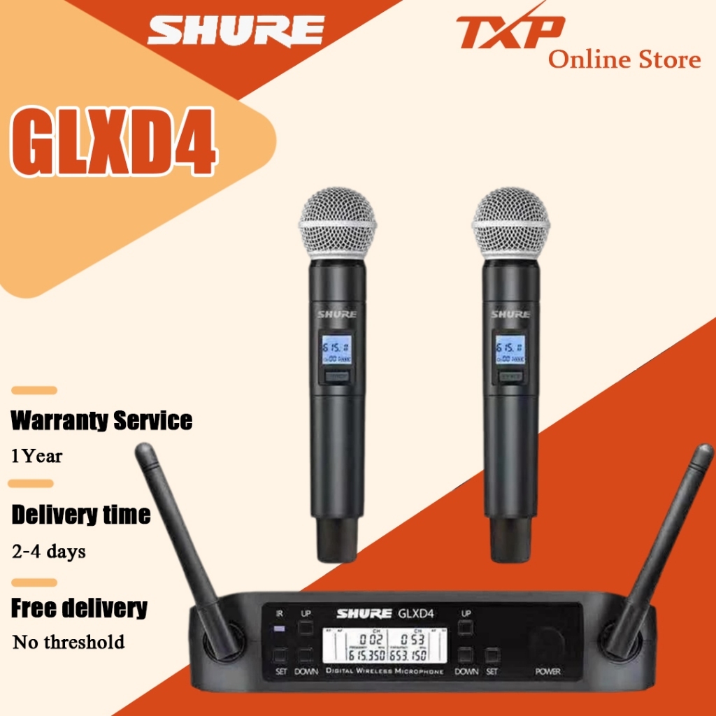 GLXD4 Wireless Microphone Professional Karaoke Dual UHF Wireless Dynamic Microphone System ...