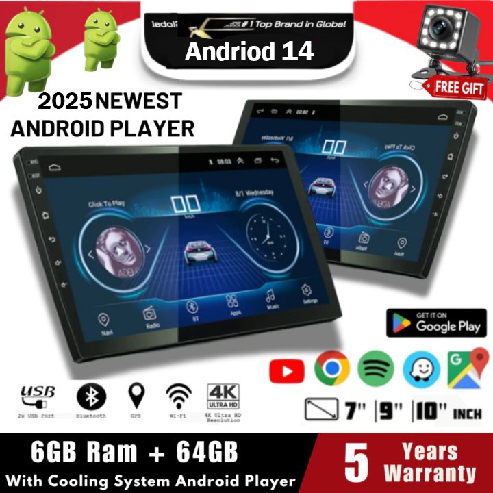 🔥Double cooling fan🔥Android car player 8GB+128GB 7/9/10 inch Car ...