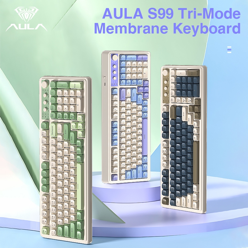 AULA S99 Wireless Membrane Keyboard 99 Keys Tri-mode RGB Multi-function ...