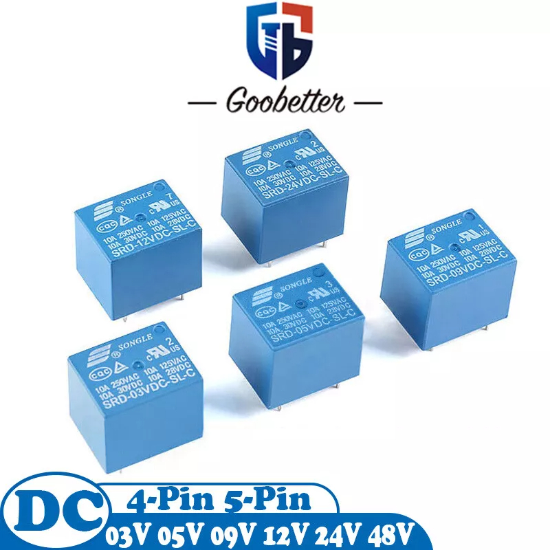 SRD - 3V 5V 6V 9V 12V 24V 48V DC Various Mini Power Relays 4-Pin 5-Pin ...