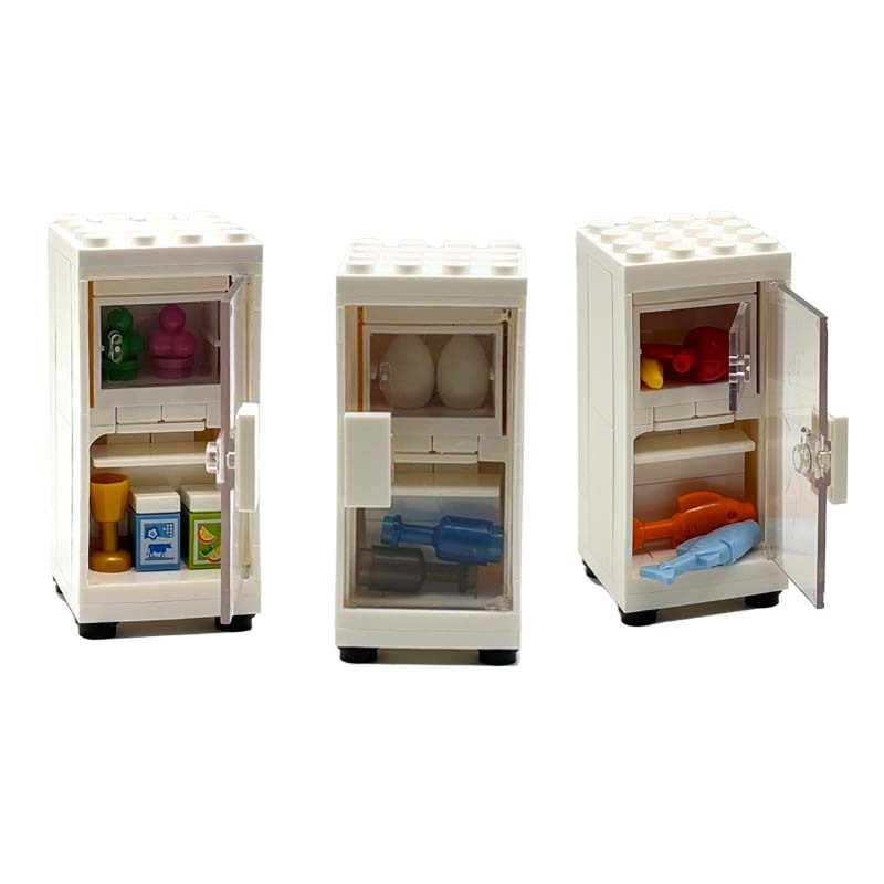 MOC Fridge Bricks City House Furniture Refrigerator Model Food Fruit ...