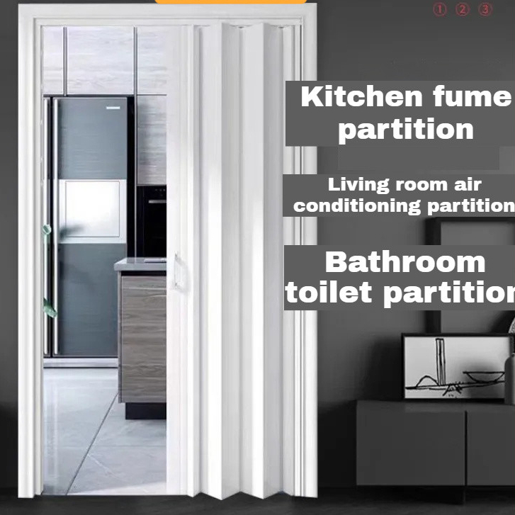 PVC Sliding Door Folding Door pintu lipat Simple Partition Rail Kitchen ...