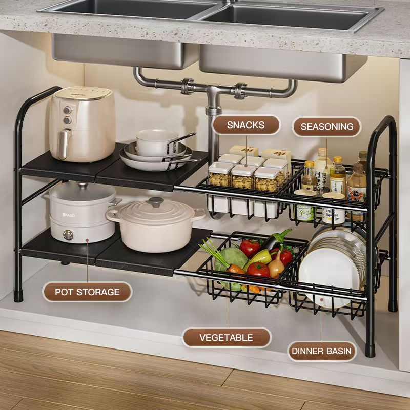 kitchen rack organizer Kitchen Retractable Sink Rack Kitchen Organizer ...