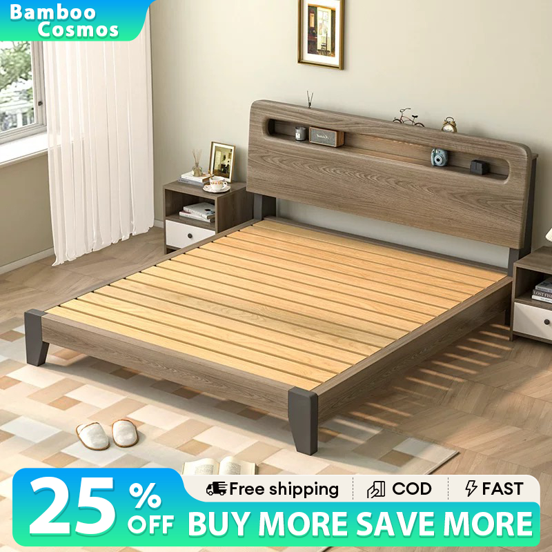 [In stock] 150-180cm Solid Wood Bed Width Modern Simple Family Single ...
