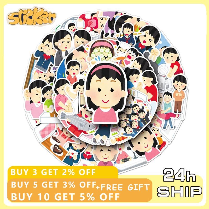 50PCS Japan Irasutoya Stickers Illustration Graffiti Sticker Funny ...