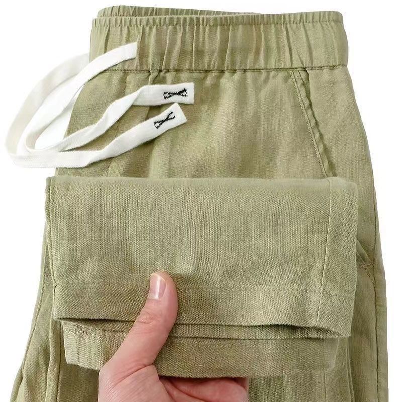 Caomin Linen Men's Casual Linen Pants Straight Simple Solid Color ...