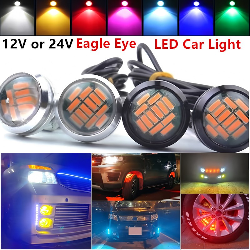 12V or 24V Eagle Eye LED Car Fog DRL Daytime Running Light Pink Yellow ...