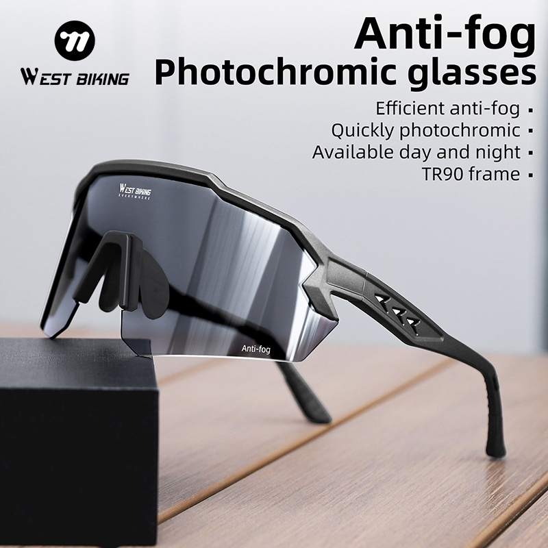 WEST BIKING Anti-Fog Photochromic Cycling Glasses Aesthetic Rimless ...