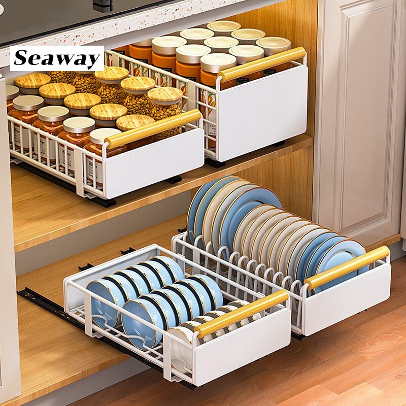 Seaway Pull out Storage Rack Kitchen Cabinet Organiser Dish Rack with ...
