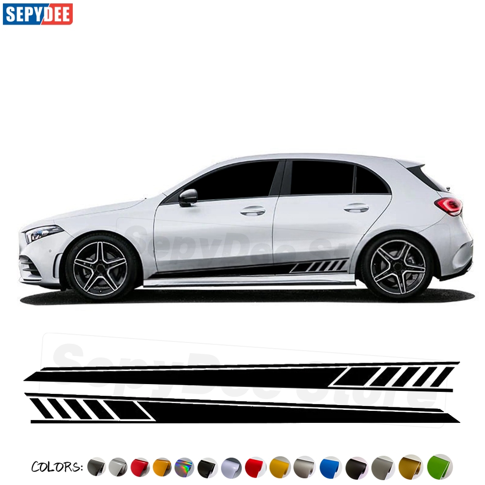 2 Pcs Edition AMG Line Door Side Stripes Sticker For Mercedes Benz W177 ...