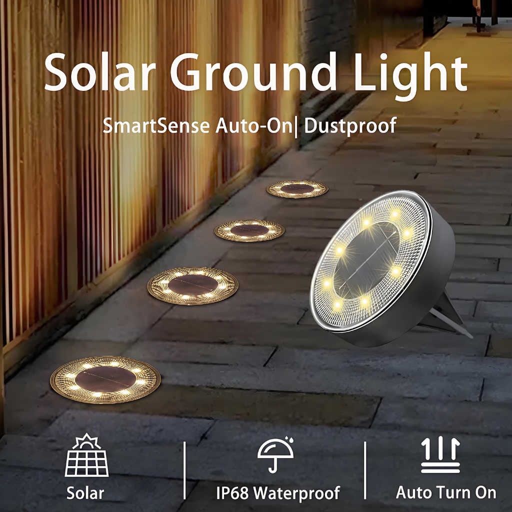 Solar Ground Lights , IP68 Waterproof LED In-Ground Lights with 10H ...