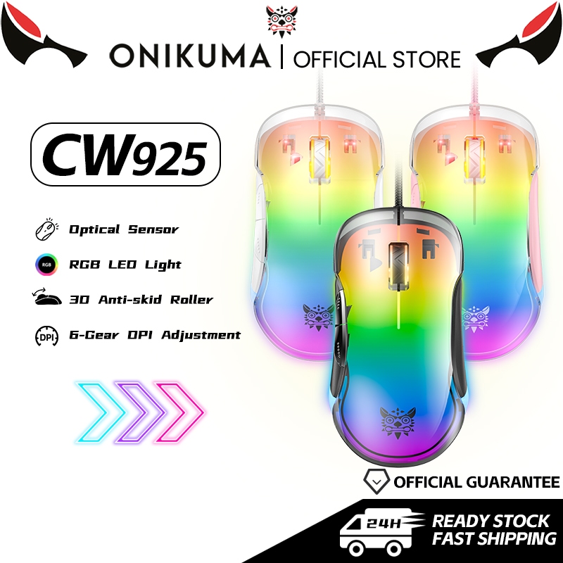ONIKUMA CW925 Wired Gaming Mouse USB Port Transparent RGB Lights ...
