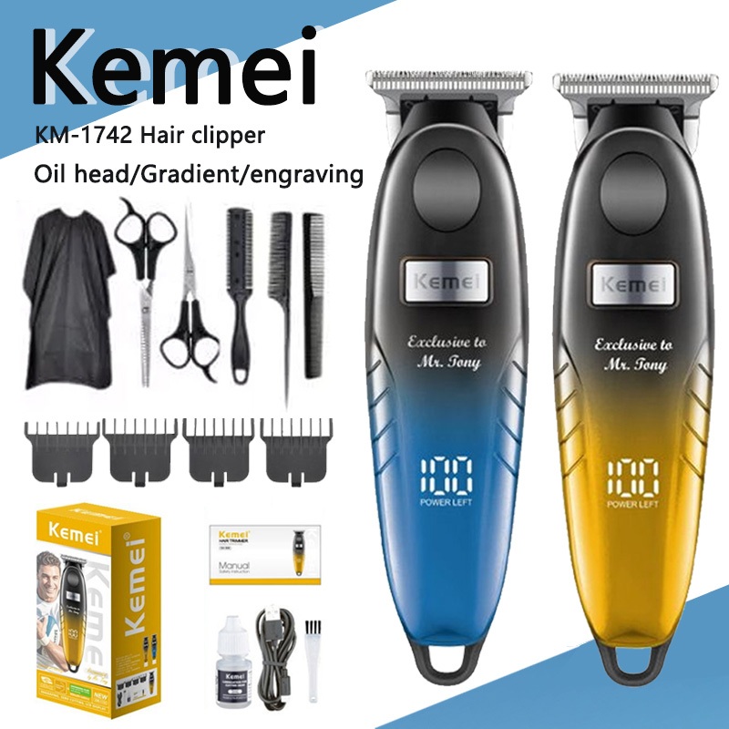 mesin gunting rambut Kemei Hair Clipper Set Professional LCD Electric ...