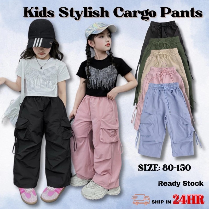 [READY STOCK] Unisex Kids Stylish Cargo Pants Seluar Cargo Budak Lelaki ...