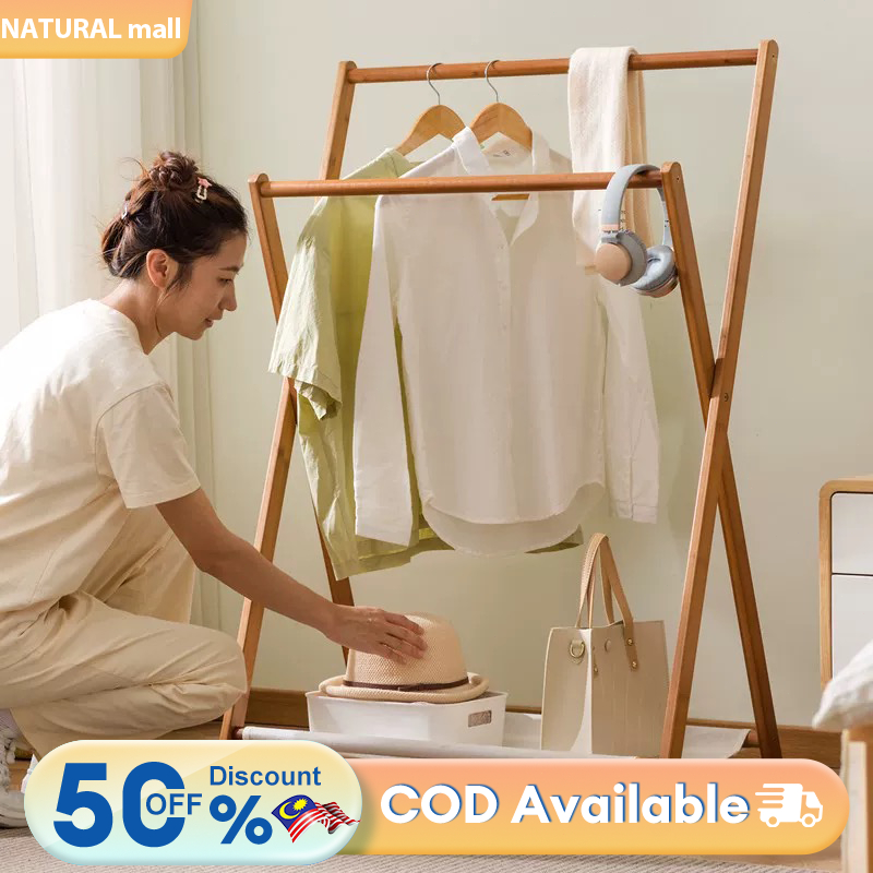 Bamboo Clothes Rack Wood 50/70CM Display Bamboo Clothes Hanging Rack ...