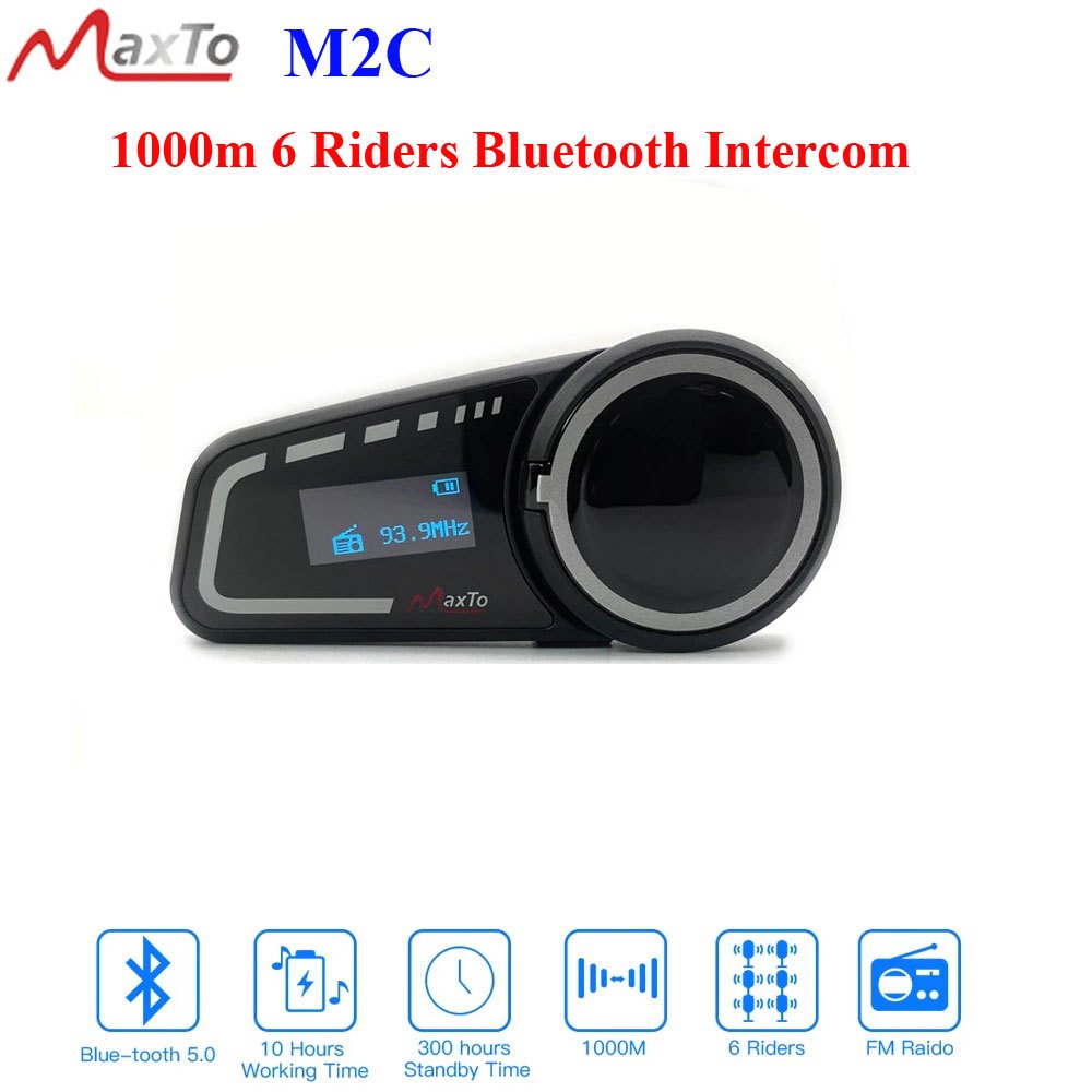 Maxto M2 /M2C Waterproof Motorcycle 6 Riders Talking Interphone with FM ...
