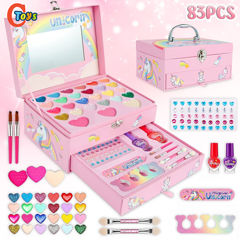[Ready stock]83PCS Make up kit for kids Portable Box Makeup toy Makeup ...