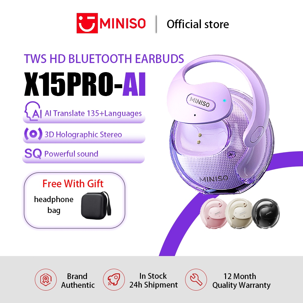 MINISO X15Pro AI TWS Wireless Bluetooth Earphones Bluetooth 5.4 Smart ...