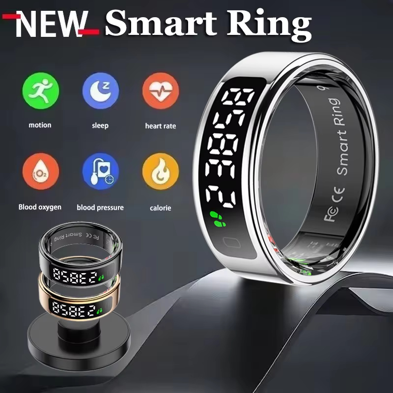 2025 New Smart Ring Wireless Charging 5ATM Waterproof Heart Rate Step ...