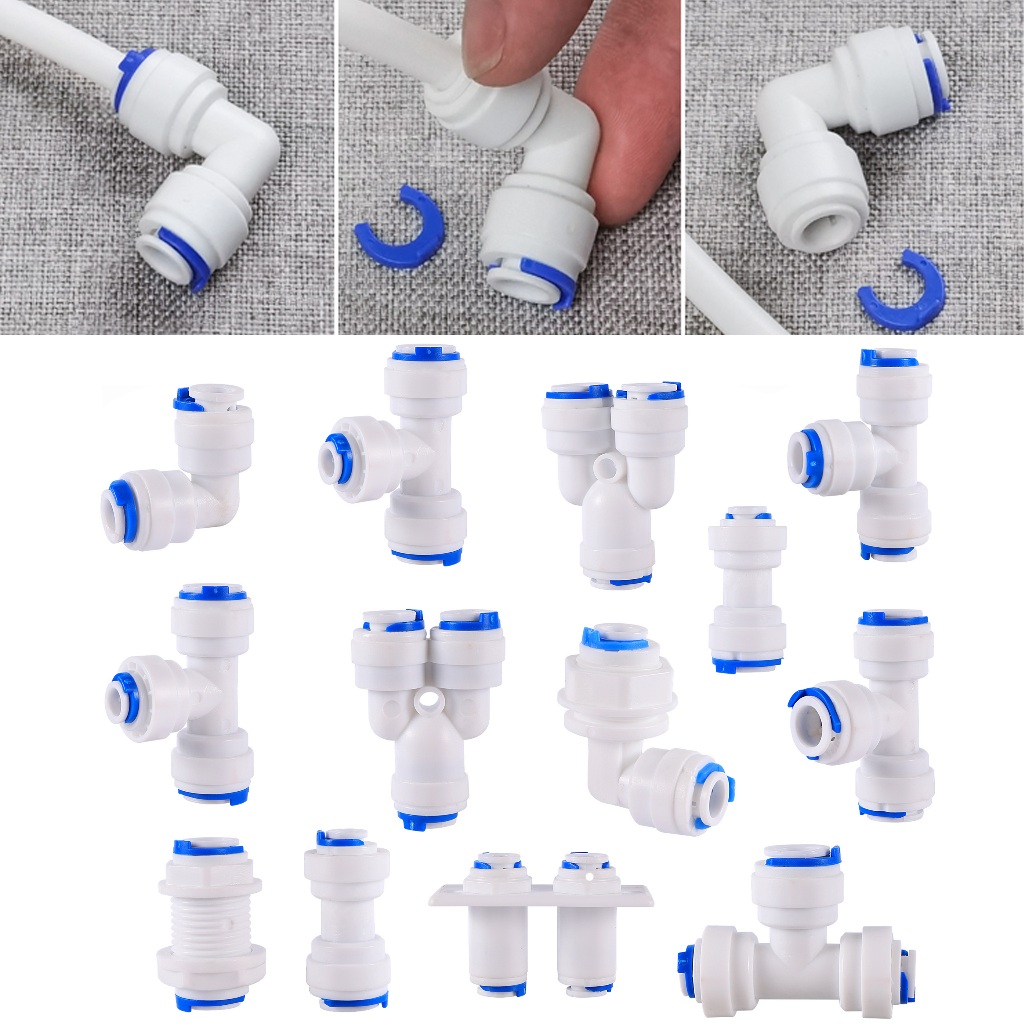 1/4"3/8"OD Hose Reverse Osmosis Quick Connector Tee Y Coupling 4 Way ...